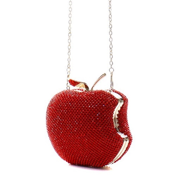 Bags | Apple Shaped Rhinestone Embel Clutch Evening Bag | Poshmark